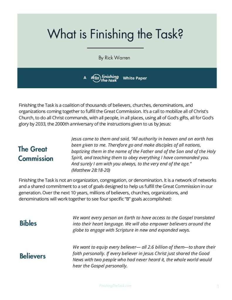 FTT White Papers - Finishing the Task